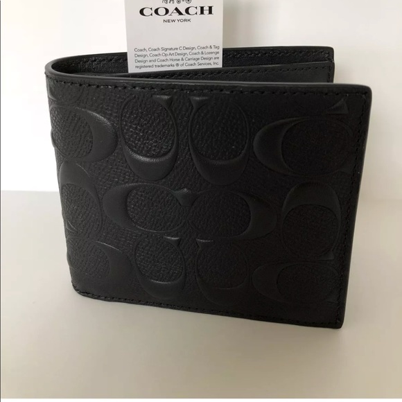 Coach | Bags | Nwt Coach Mens Signature Embossed Black Wallet | Poshmark